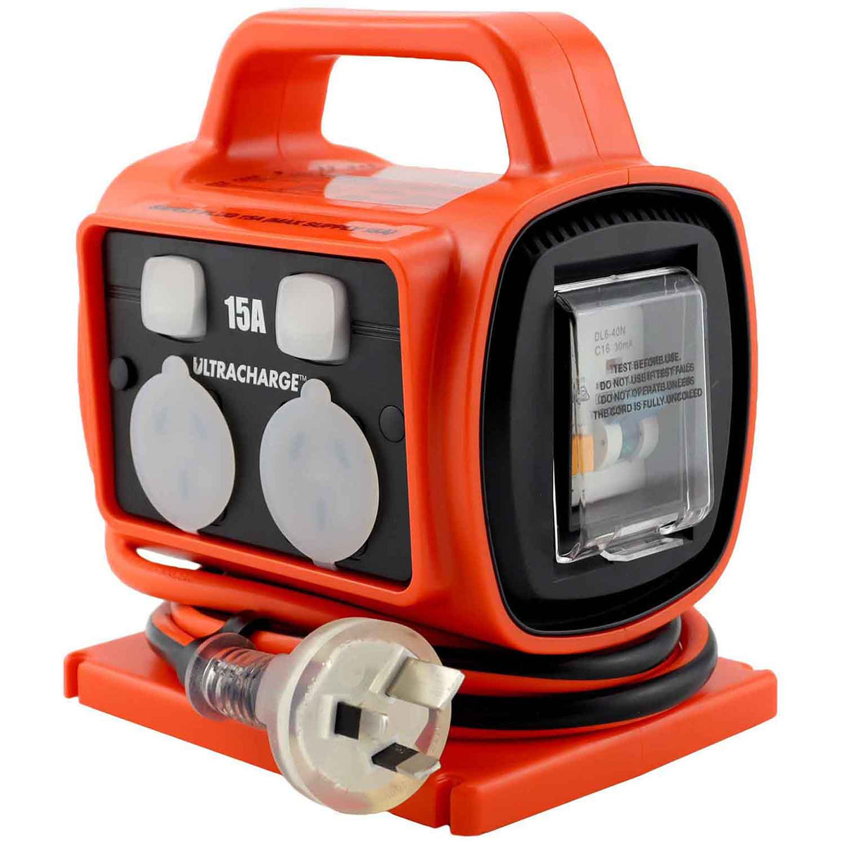 Ultracharge 15a 4 Way RCD Safety Power Block 15a Plug - Betontool ...