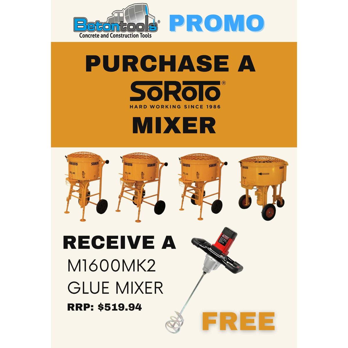 SoRoTo 120L Screed Mortar Cement Mixer Made in Denmark - Beton Tools ...